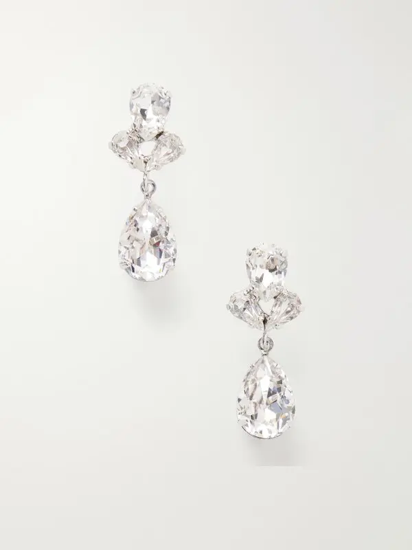 JENNIFER BEHR Mariza Crystal Drop Earrings - Silver