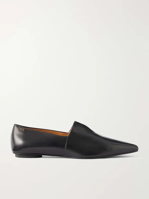 TOD'S 10k Leather Pointed-toe Ballet Flats - Black