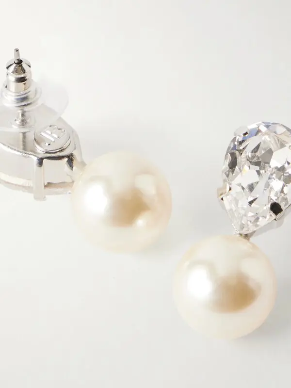 JENNIFER BEHR Cimone Crystal And Pearl Drop Earrings - Neutrals