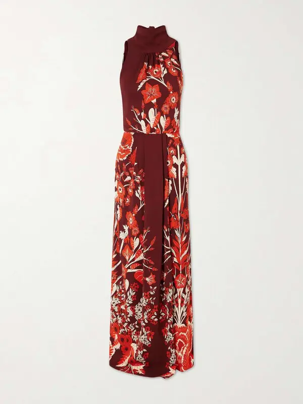 Johanna Ortiz Sacred Currents Printed Silk-satin Midi Dress - Red