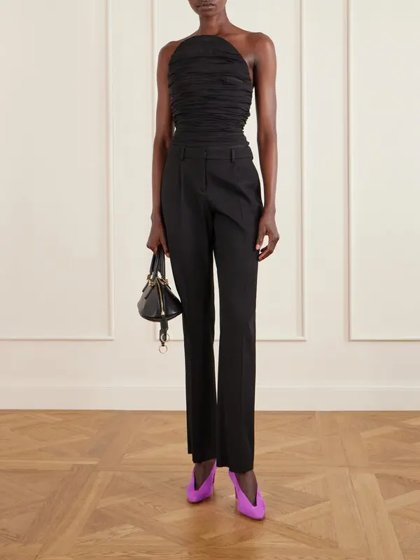 Balenciaga Ruched Silk-chiffon Bustier Top