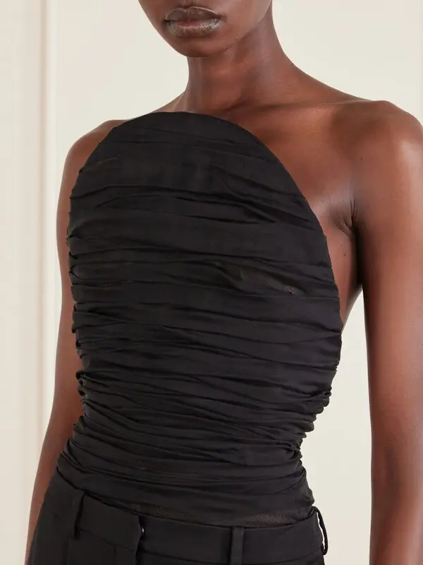Balenciaga Ruched Silk-chiffon Bustier Top