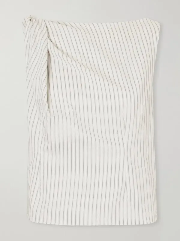 RÓHE Draped Striped Silk And Cotton-blend Blouse - Neutrals