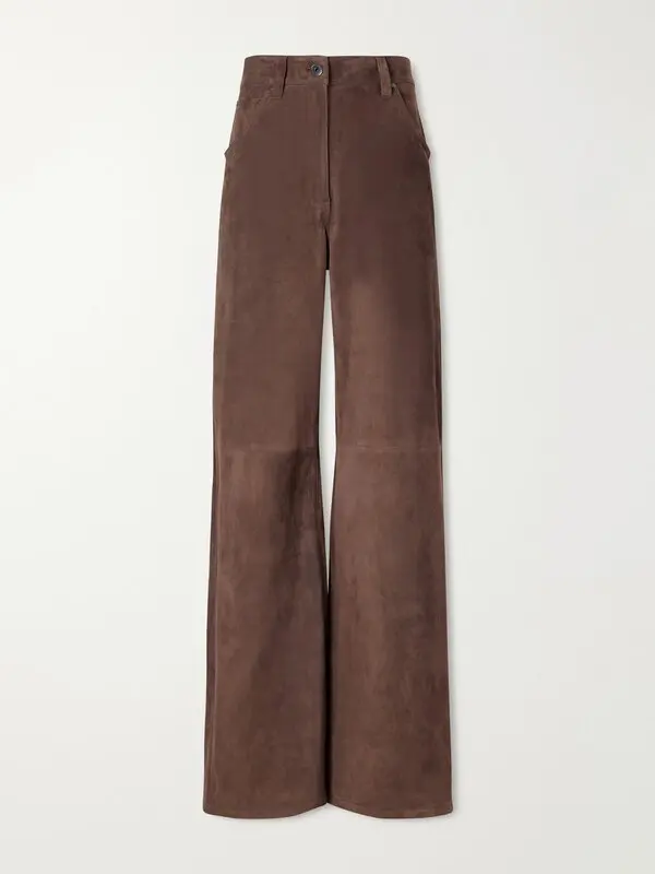 Brunello Cucinelli Mid-rise Straight-leg Suede Pants - Brown