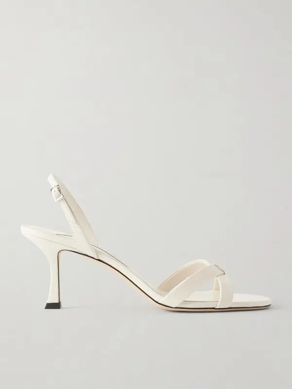 JIMMY CHOO Elsy 70 Leather Slingback Sandals - Neutrals