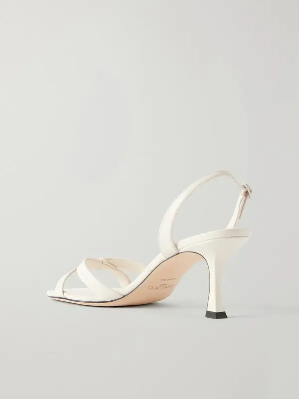 JIMMY CHOO Elsy 70 Leather Slingback Sandals - Neutrals