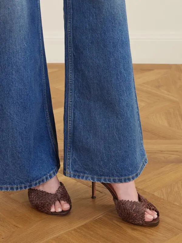 AQUAZZURA Rio Flirt 75 Raffia Mules - Brown