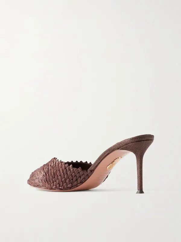 AQUAZZURA Rio Flirt 75 Raffia Mules - Brown