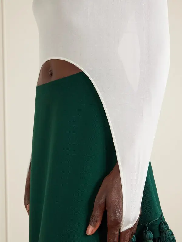 Alaïa Cropped Turtleneck Silk-blend Top - White