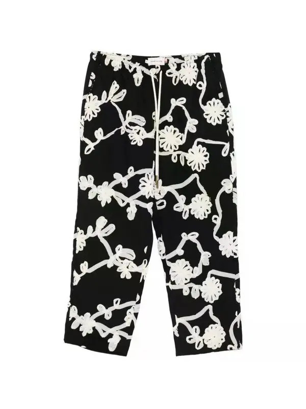 HONOR THE GIFT Embroidered Drawstring Trousers - Black