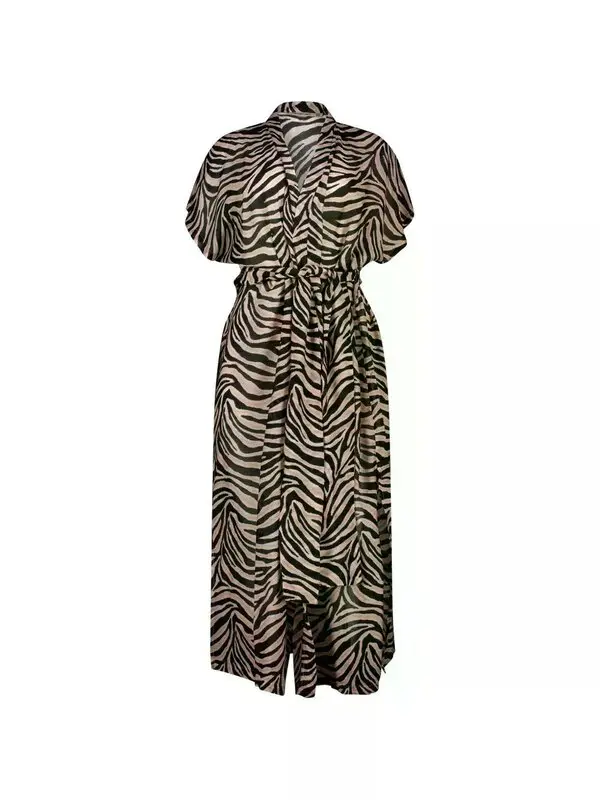 PARAMIDONNA Aria Zebra-print Beach Dress - Neutrals