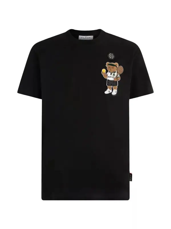 Philipp Plein Round Neck T-shirt Teddy Tennis Patch