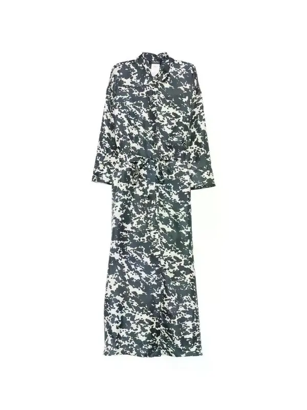 Max Mara Leva Abstract-print Tied-waist Maxi Dress - Blue