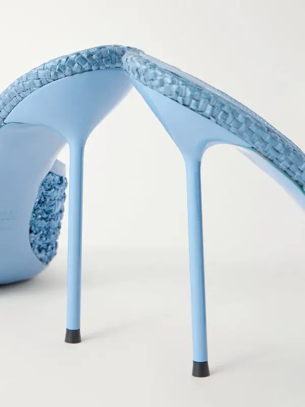 Paris Texas Lidia Straw Mules - Blue