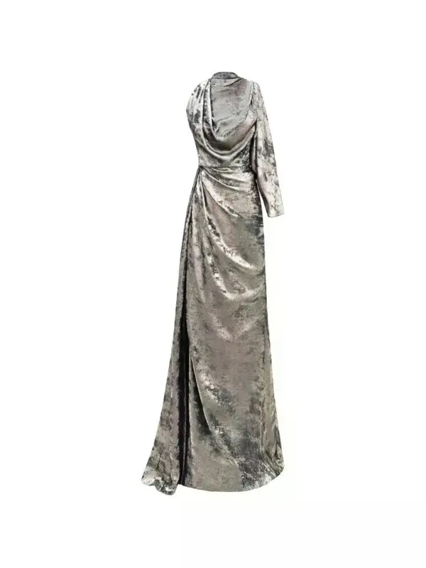 GEMY MAALOUF Asymmetrical-neck Maxi Dress - Silver