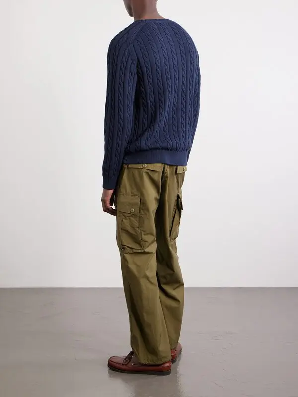 BEAMS Cable-knit Cotton Sweater - Blue