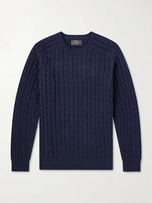 BEAMS Cable-knit Cotton Sweater - Blue