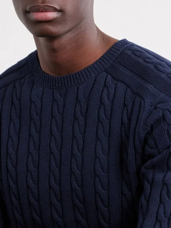 BEAMS Cable-knit Cotton Sweater - Blue