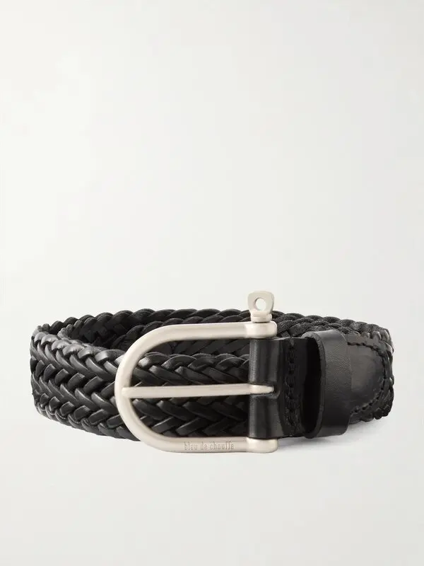 BLEU DE CHAUFFE 3.5cm Manille Leather Belt - Black