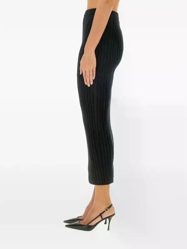 Max Mara Ribbed Knit Midi Skirt - Black