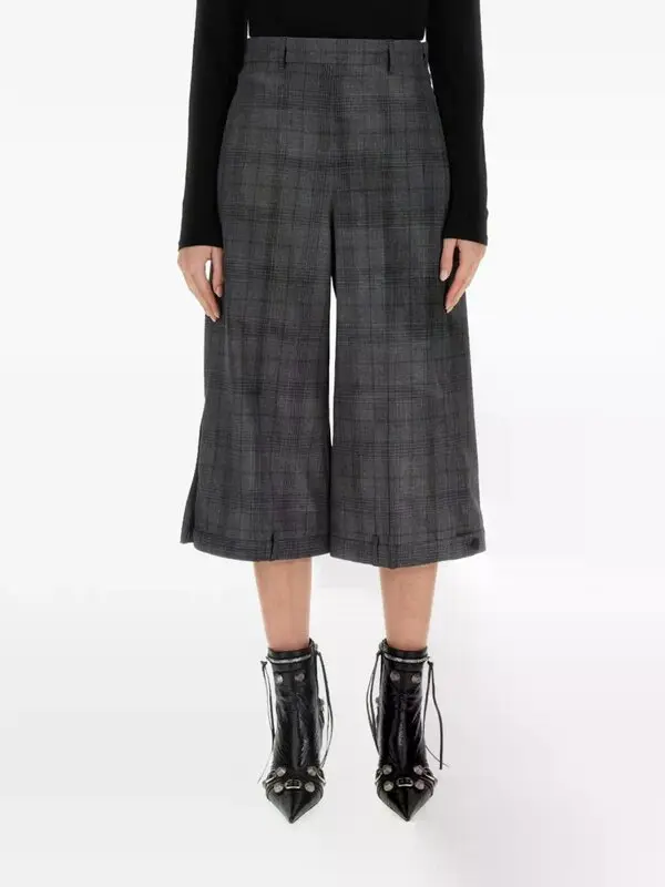 Balenciaga Checked Wide Leg Shorts - Grey