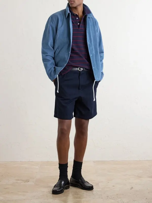 NOAH Striped Cotton-piqué Polo Shirt