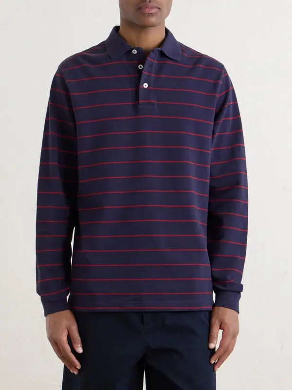 NOAH Striped Cotton-piqué Polo Shirt