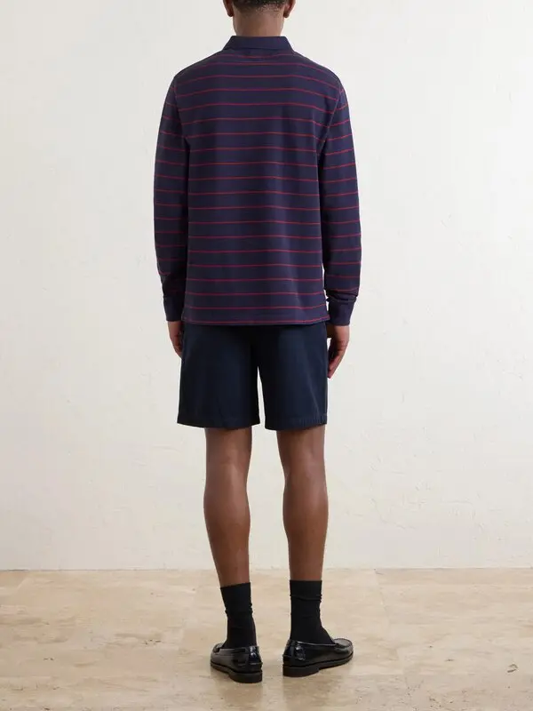 NOAH Striped Cotton-piqué Polo Shirt