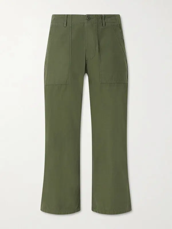 BEAMS Straight-leg Cotton Trousers - Green