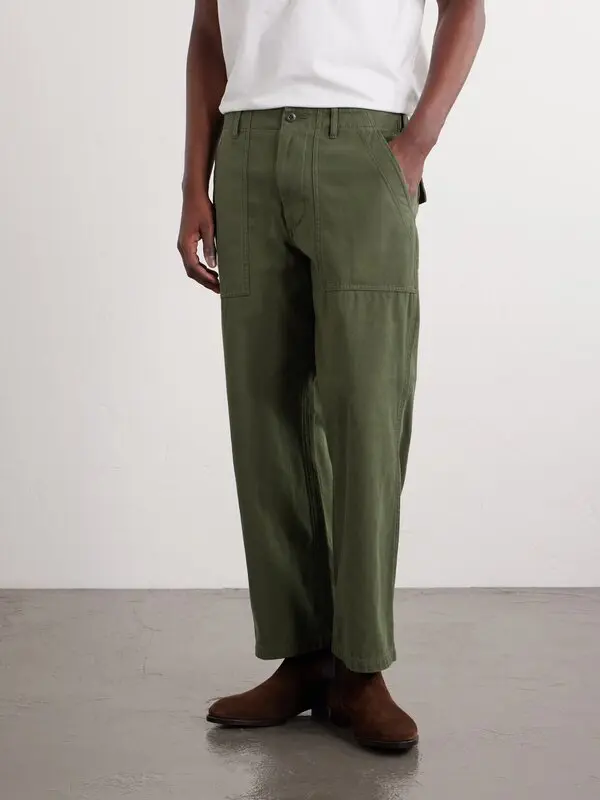 BEAMS Straight-leg Cotton Trousers - Green