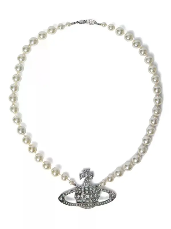VIVIENNE WESTWOOD Bas Relief Orb-embellished Pearl Necklace - Silver