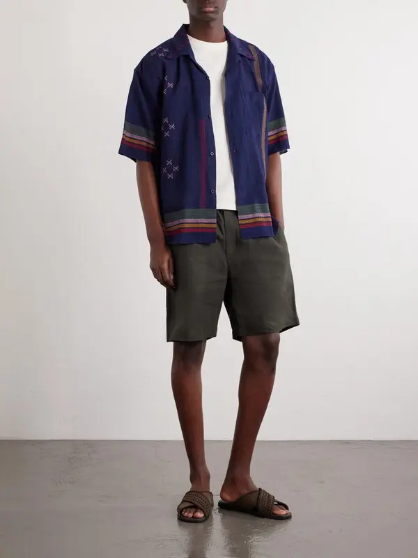 KARDO Rohit Camp-collar Striped Cotton Shirt - Blue
