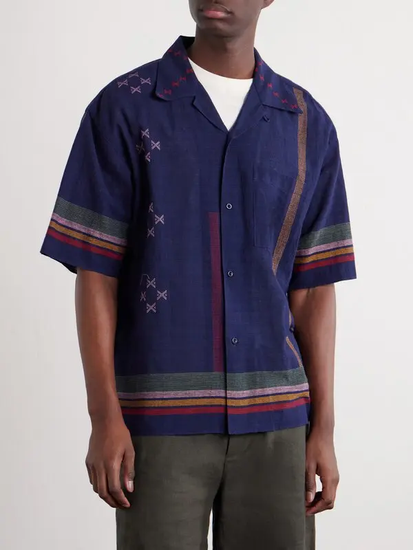 KARDO Rohit Camp-collar Striped Cotton Shirt - Blue