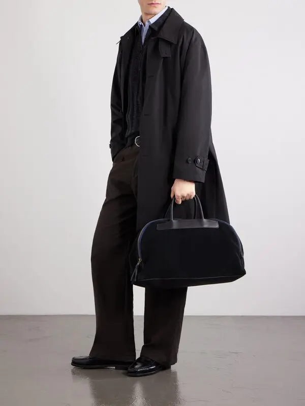 BLEU DE CHAUFFE Leather-trimmed Suede Weekend Bag - Black