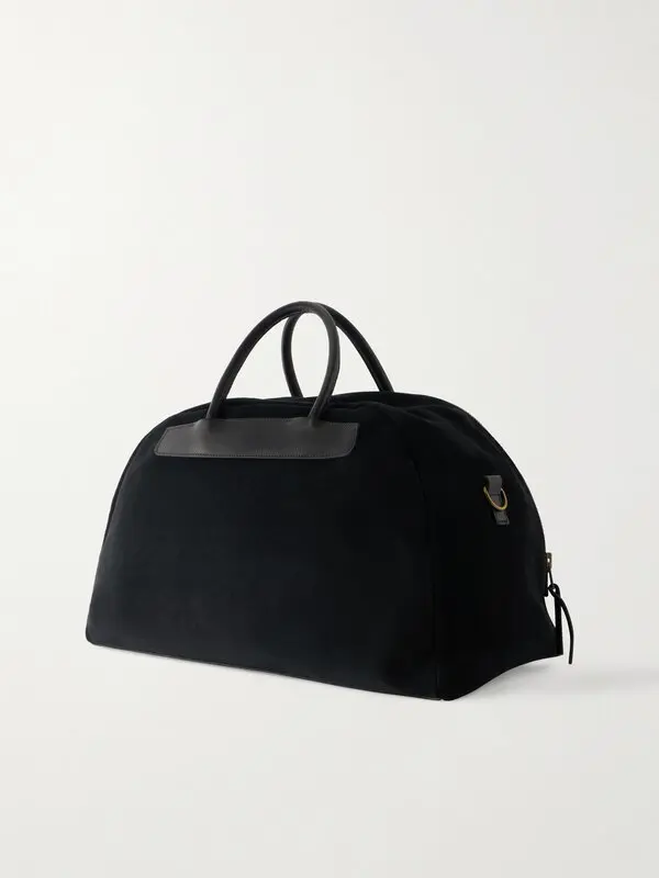 BLEU DE CHAUFFE Leather-trimmed Suede Weekend Bag - Black