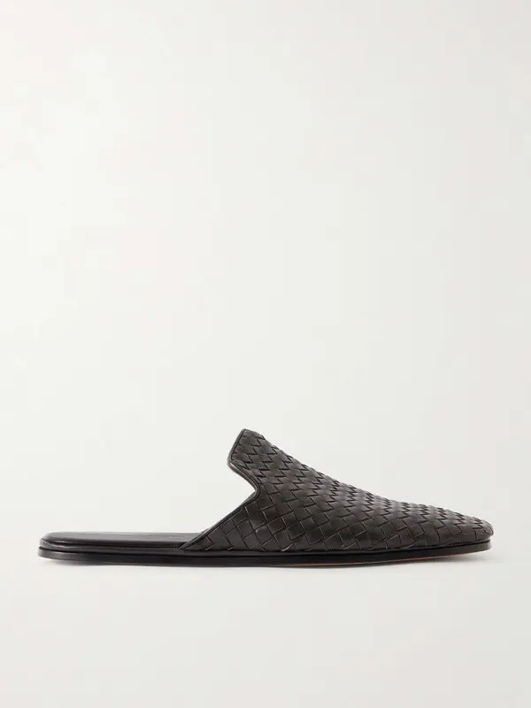 Bottega Veneta Intrecciato Leather Slippers - Brown