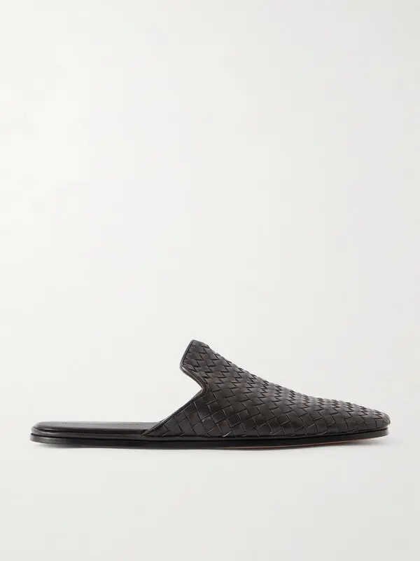 Bottega Veneta Intrecciato Leather Slippers - Brown
