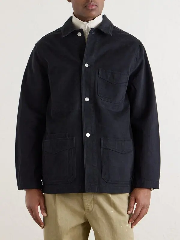 DRAKE'S Denim Chore Jacket - Black