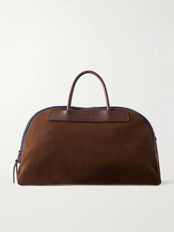 BLEU DE CHAUFFE Leather-trimmed Suede Weekend Bag - Brown