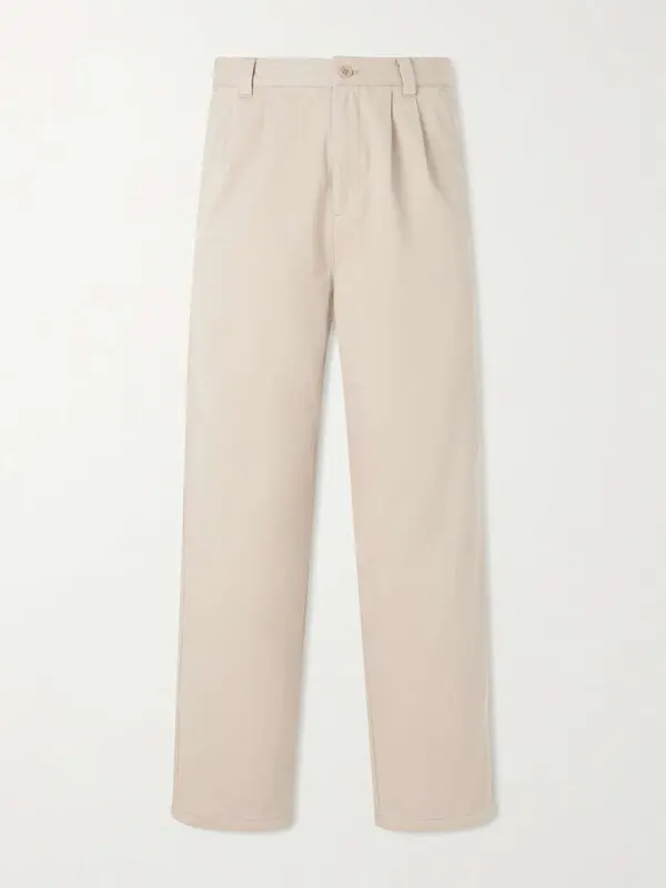 A.p.c. Ricky Pleated Wide-leg Cotton Trousers - Beige