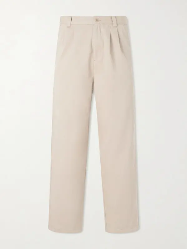A.p.c. Ricky Pleated Wide-leg Cotton Trousers - Neutrals