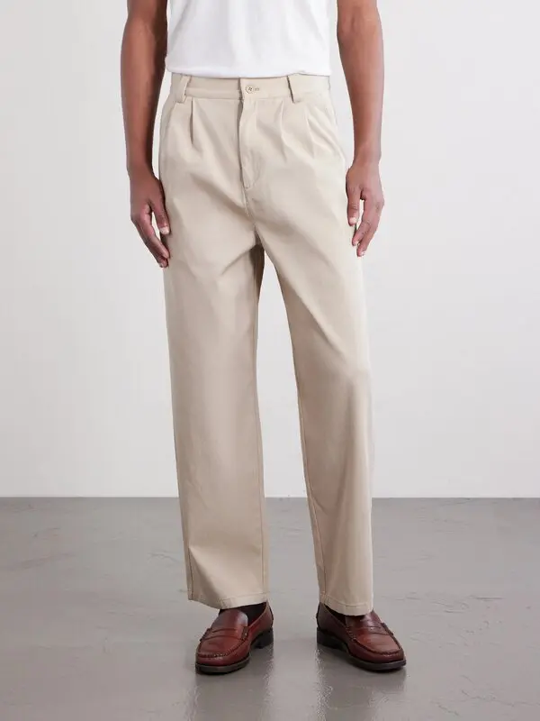 A.p.c. Ricky Pleated Wide-leg Cotton Trousers - Neutrals