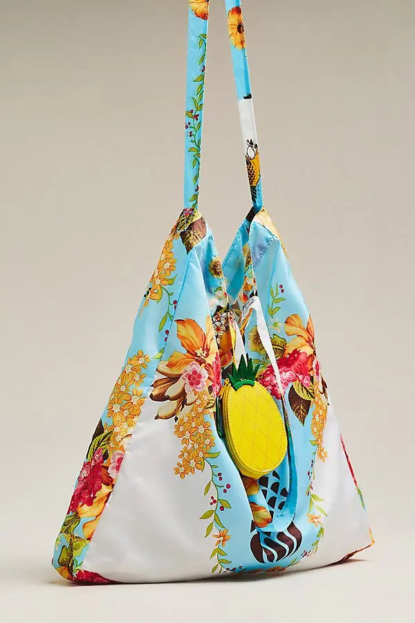 Farm Rio Patterned Collapsible Tote Bag - Pineapple