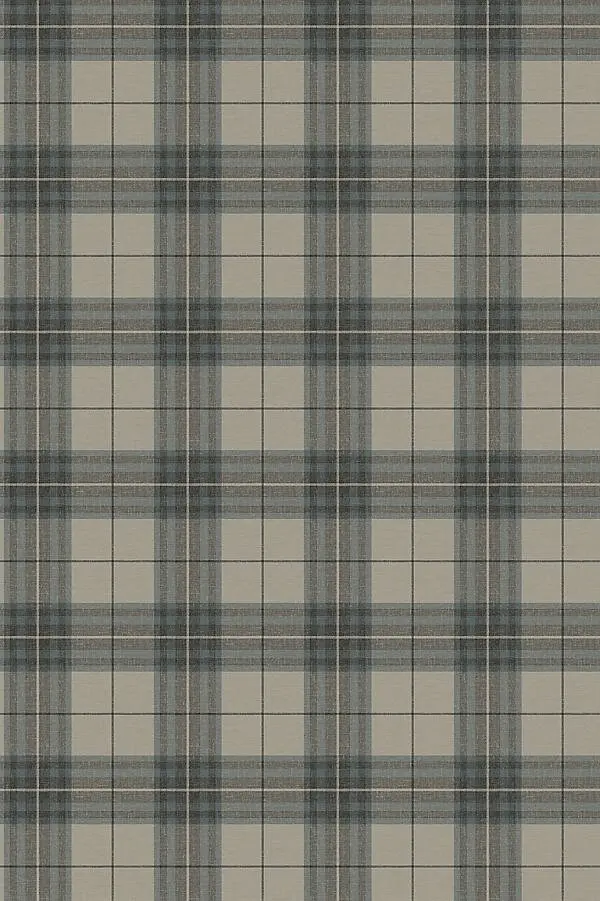 YORK WALLCOVERINGS Cabin Check Plaid Geometric Wallpaper - Grey