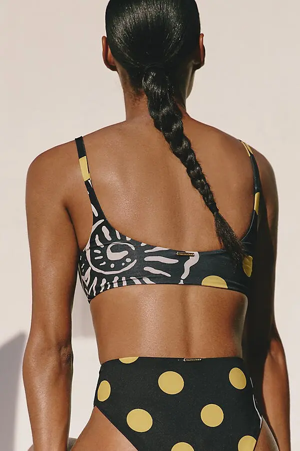 CALA DE LA CRUZ Berenice Bikini Top - Black Pattern