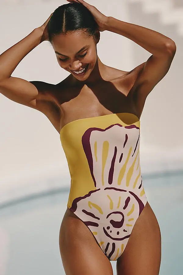 CALA DE LA CRUZ Lore One-piece Swimsuit - Yellow Pattern