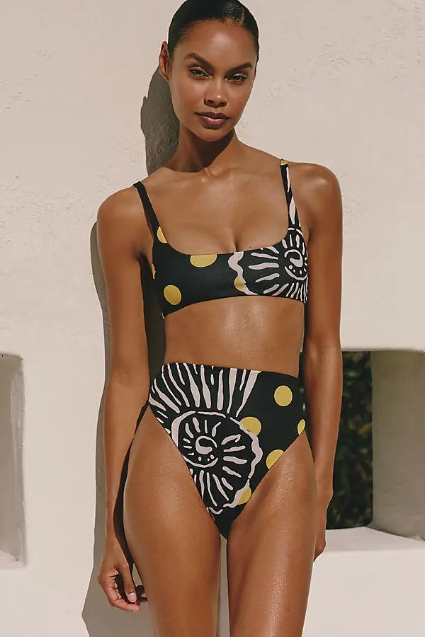 CALA DE LA CRUZ Lulu Bikini Bottom - Black Pattern