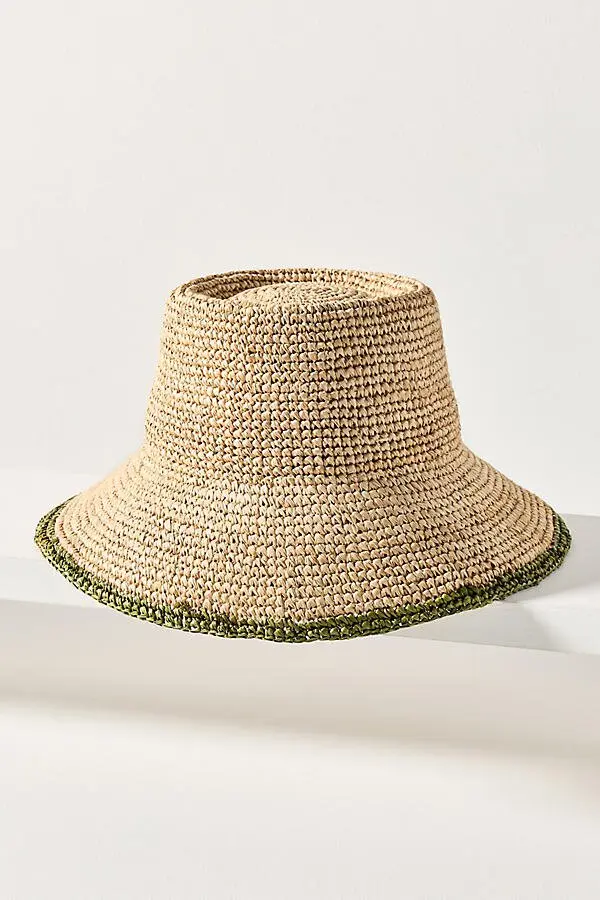 WYETH Raffia Straw Bucket Hat - Green