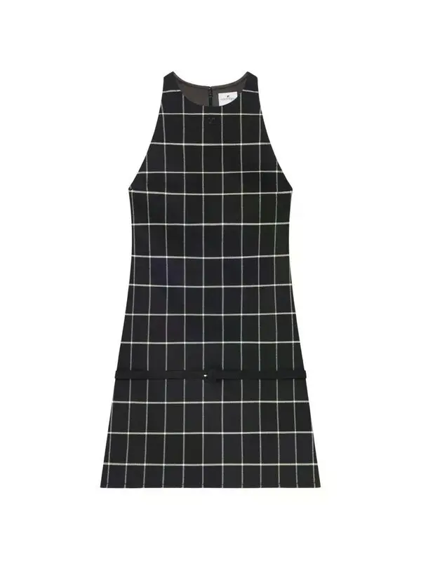 COURREGES Checked A-line Mini Dress - Black