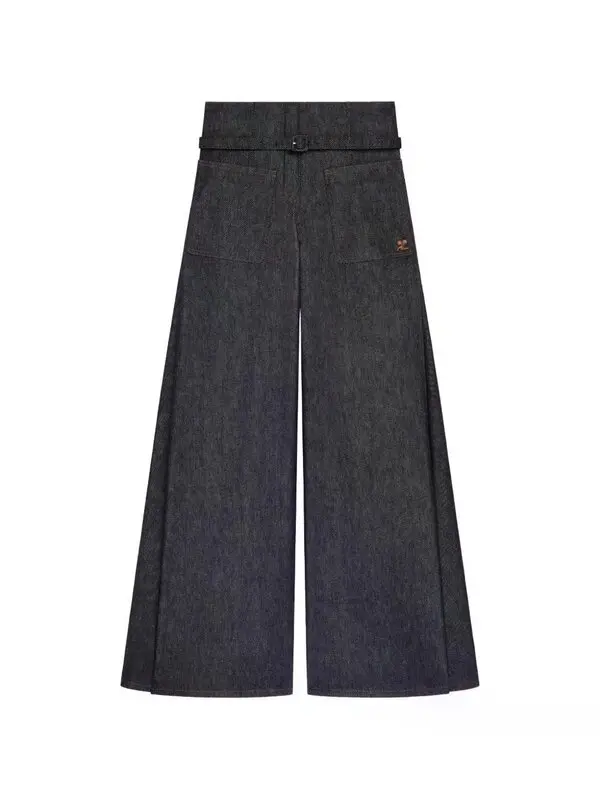 COURREGES Belted Palazzo Pants - Blue